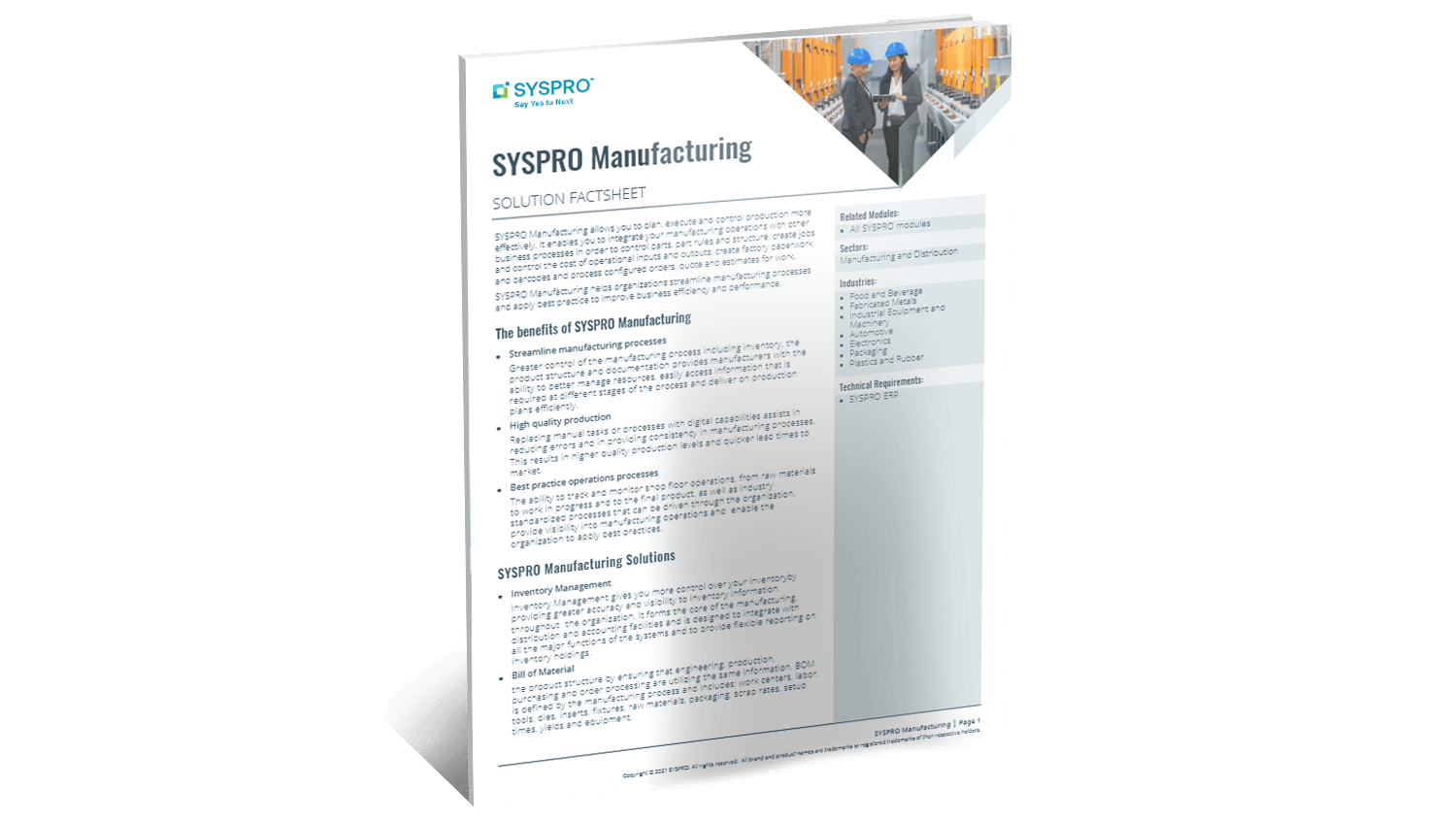SYSPRO ERP for Manufacturing Factsheet | SYSPRO ERP Software